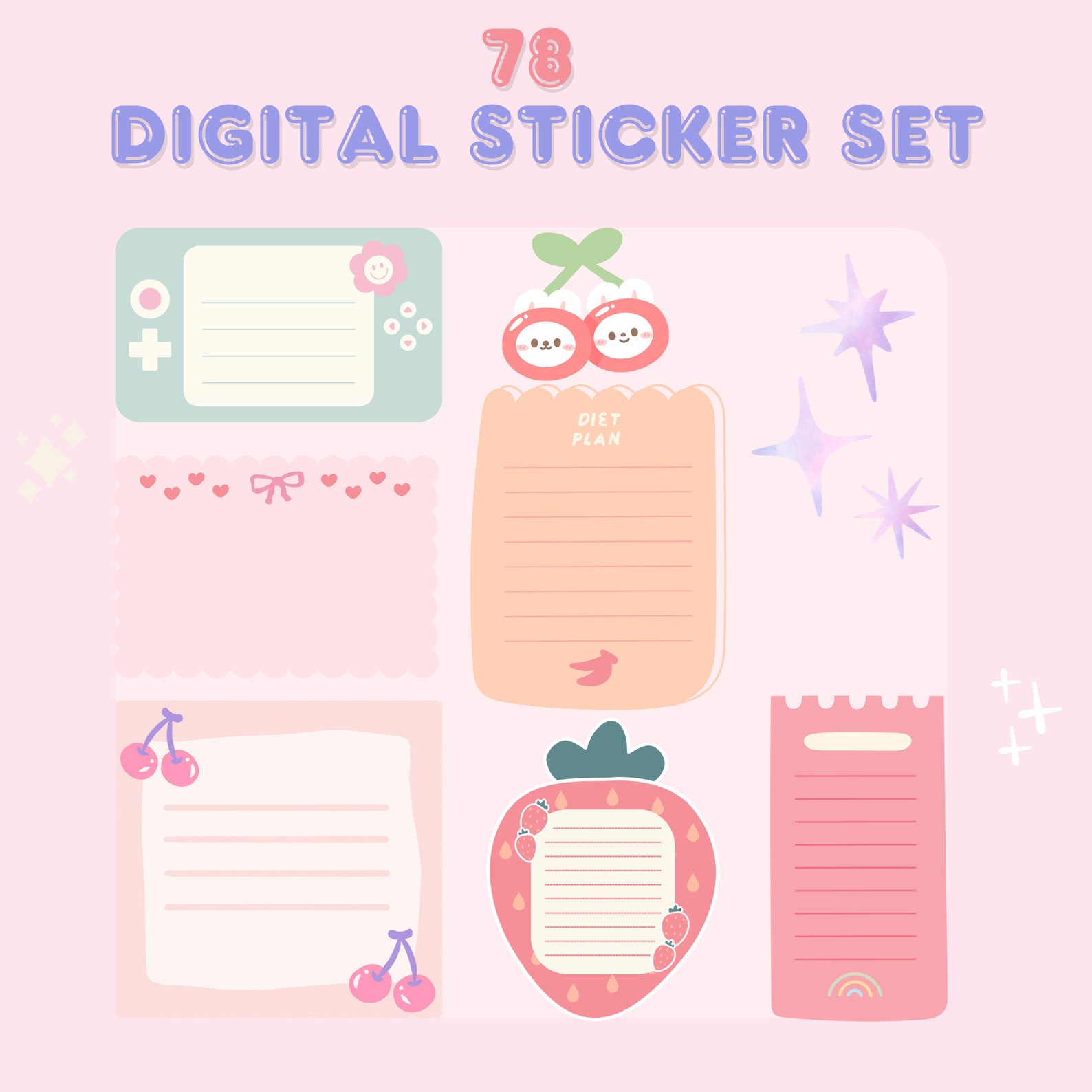 Cute Digital Planner Stickers/ Cute Goodnotes Stickers/ Cute Digital ...