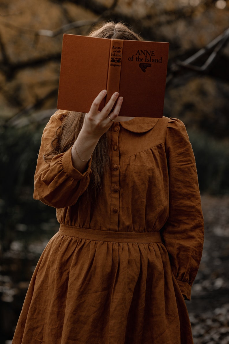 Anne Linen Dress, Vintage Inspired With Peter Pan Collar, Fabric ...