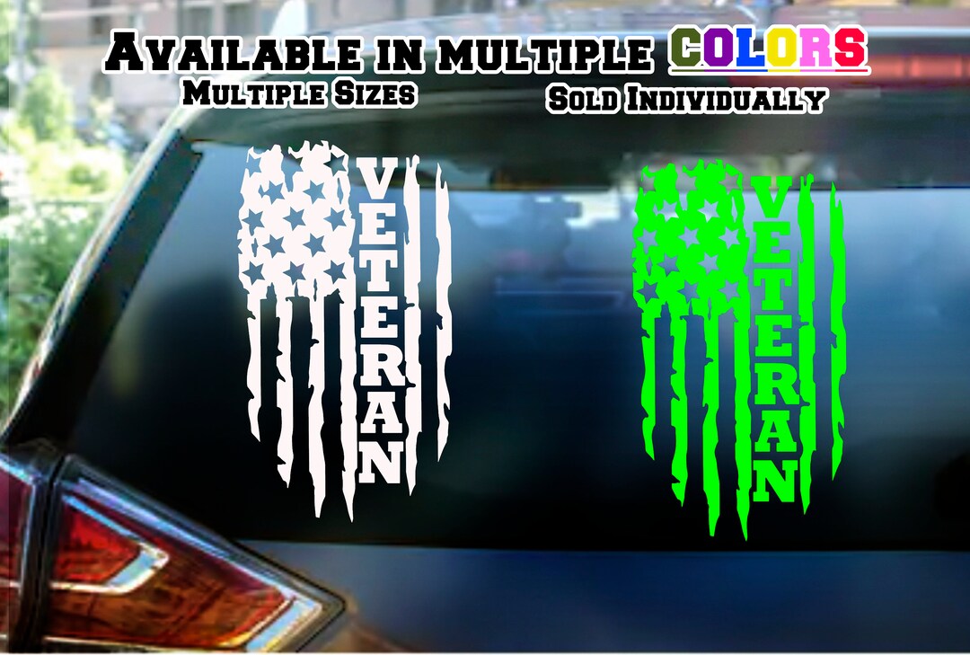 US Veteran Flag Decal Sticker - Available in Mulitple Sizes and Colors ...