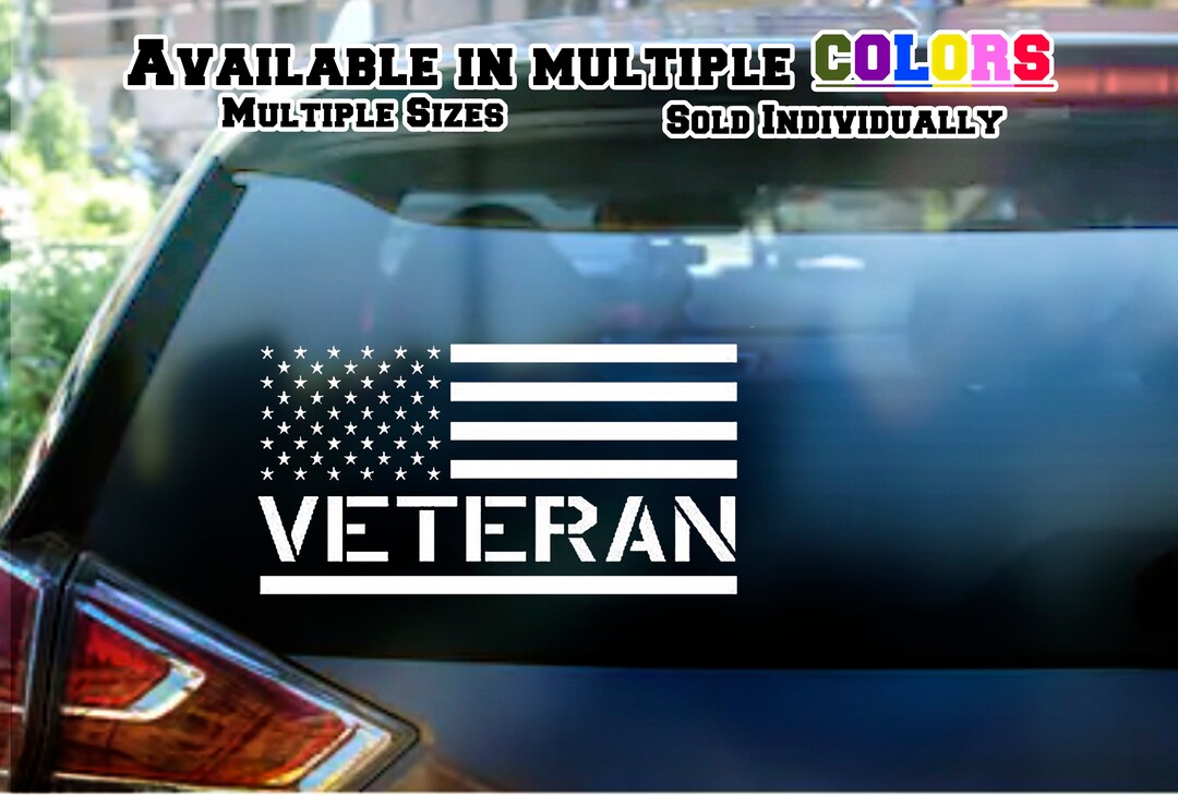 US Veteran Flag Decal Sticker - Available in Mulitple Sizes and Colors ...