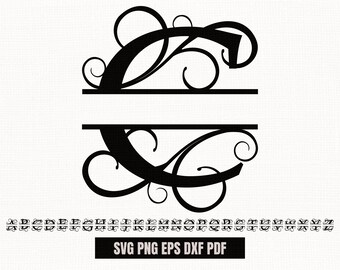Fancy Split Monogram Svg | Etsy