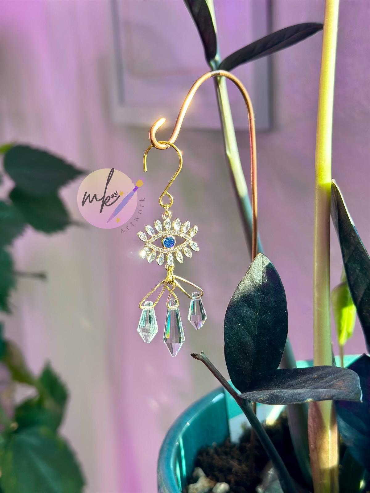 Evil Eye Suncatcher Plant Stake. House Plant Decor. Wire Plant Stake ...