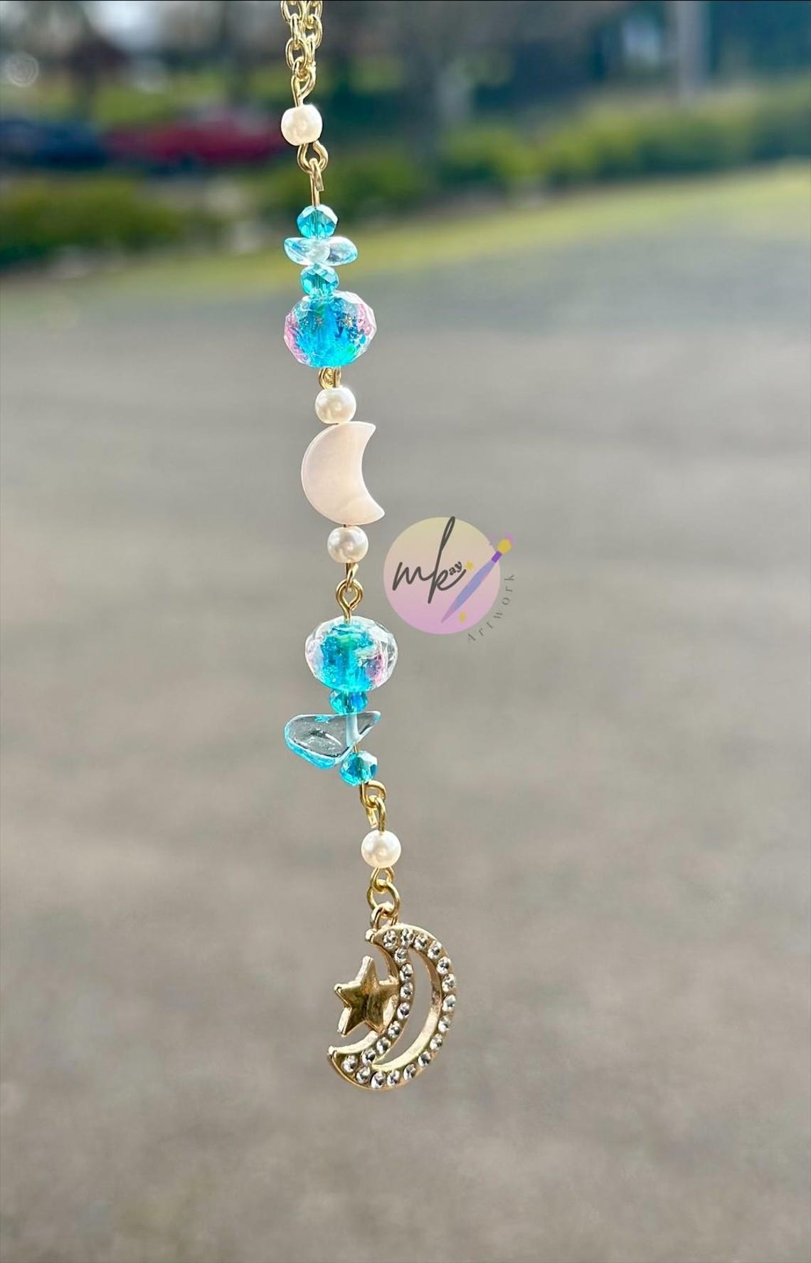 Blue Moon Car Charm. Car Accessory With Shells and Crystals. Unique ...