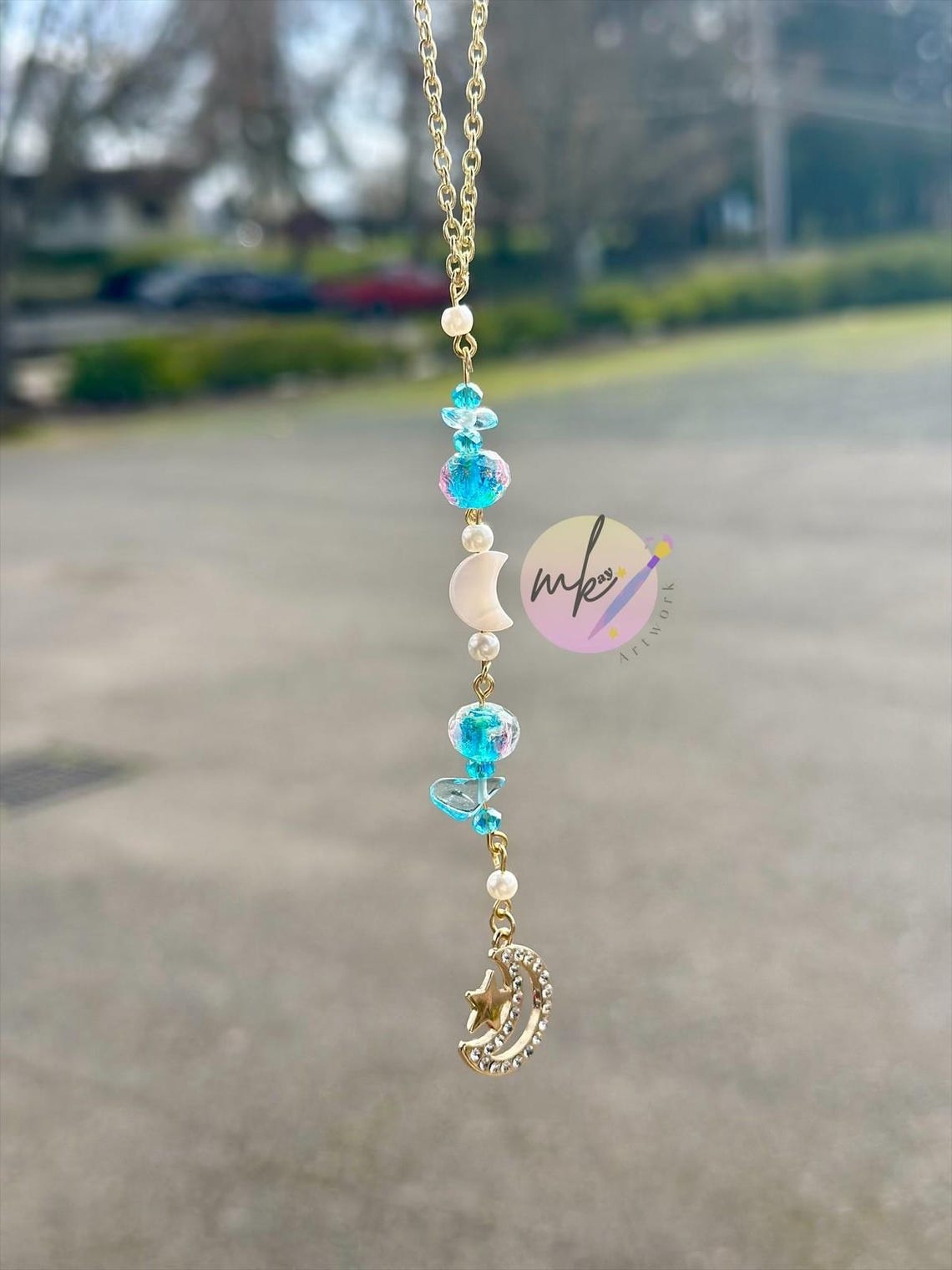 Blue Moon Car Charm. Car Accessory With Shells and Crystals. Unique ...