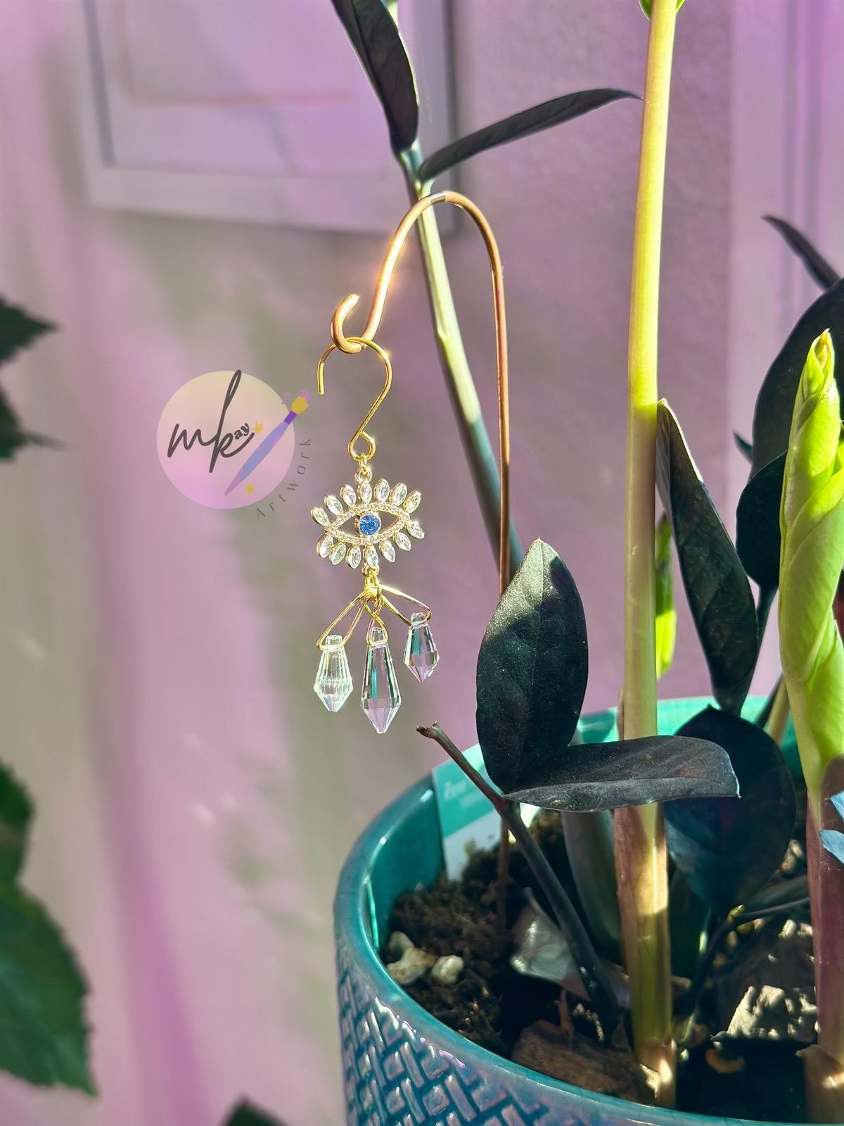 Evil Eye Suncatcher Plant Stake. House Plant Decor. Wire Plant Stake ...