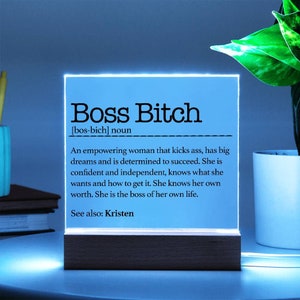 Personalized Boss Bitch Definition Acrylic Plaque With LED Base - Etsy