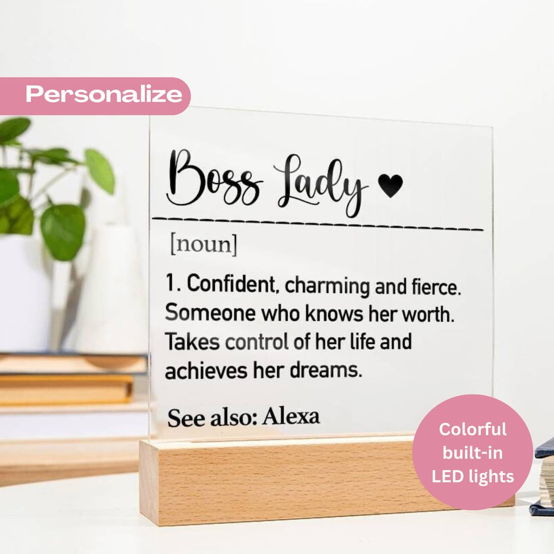 Personalized Boss Lady Definition Acrylic Plaque With LED Base - Etsy