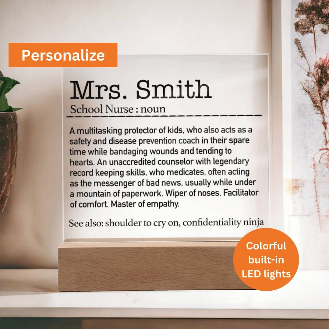 Personalized School Nurse Definition Gift, School Nurse Definition Gift ...
