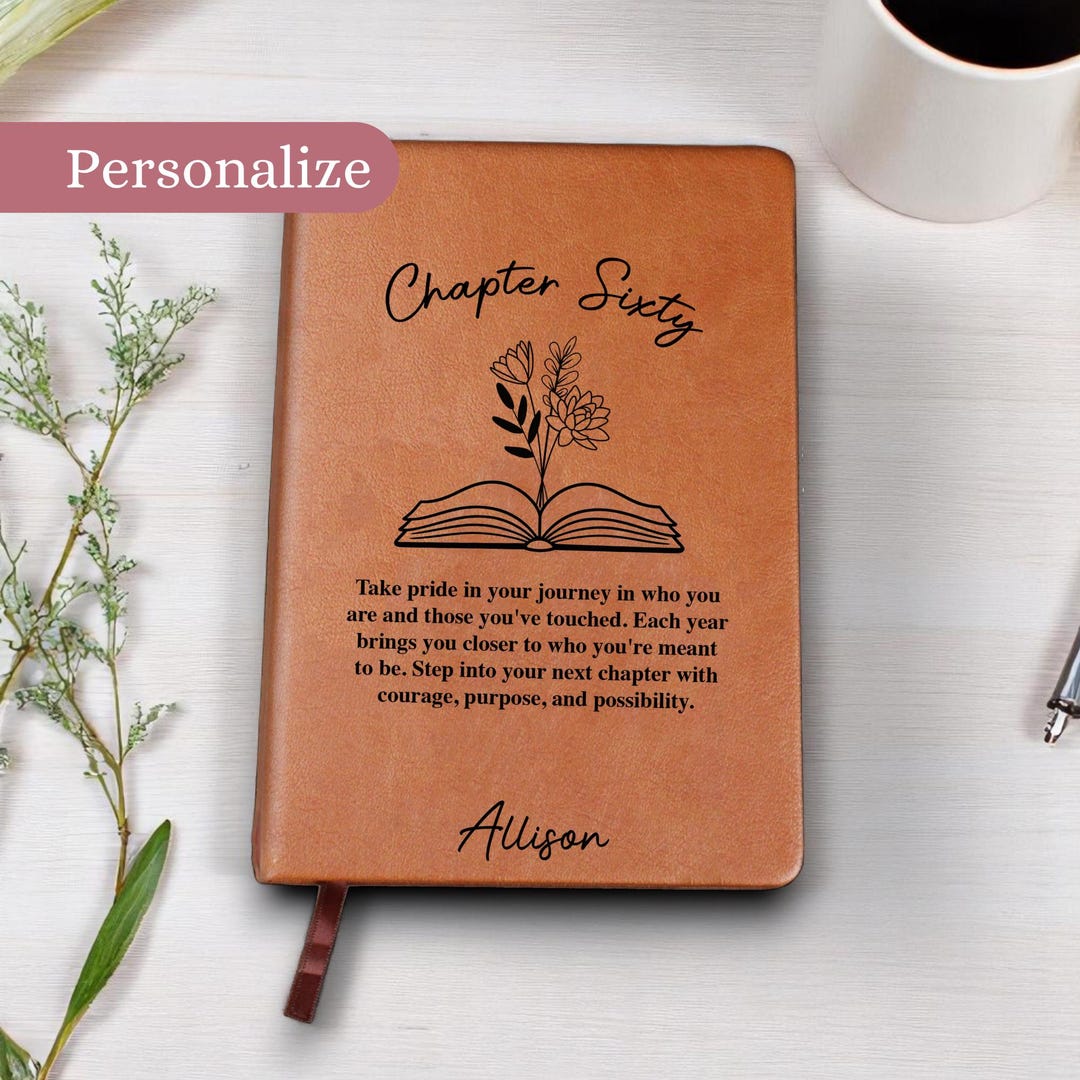 Personalized 60th Birthday Vegan Leather Journal: Gift for Book Lovers ...