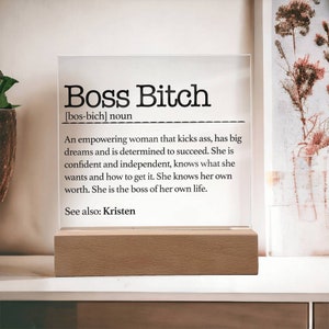 Personalized Boss Bitch Definition Acrylic Plaque With LED Base - Etsy