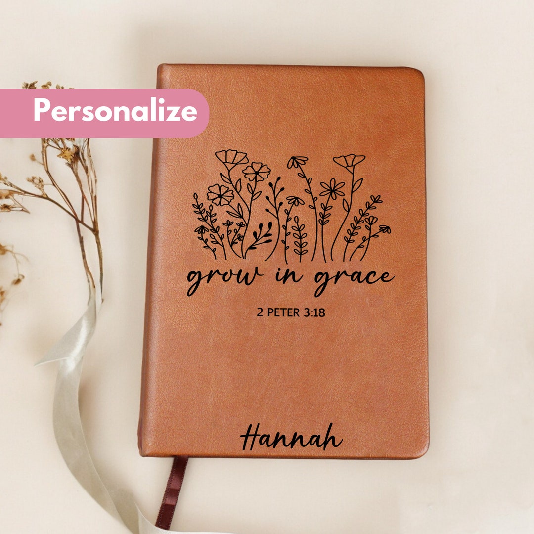 Wild Flowers Bible Verse Journal, Personalized Leather Prayer Journal ...
