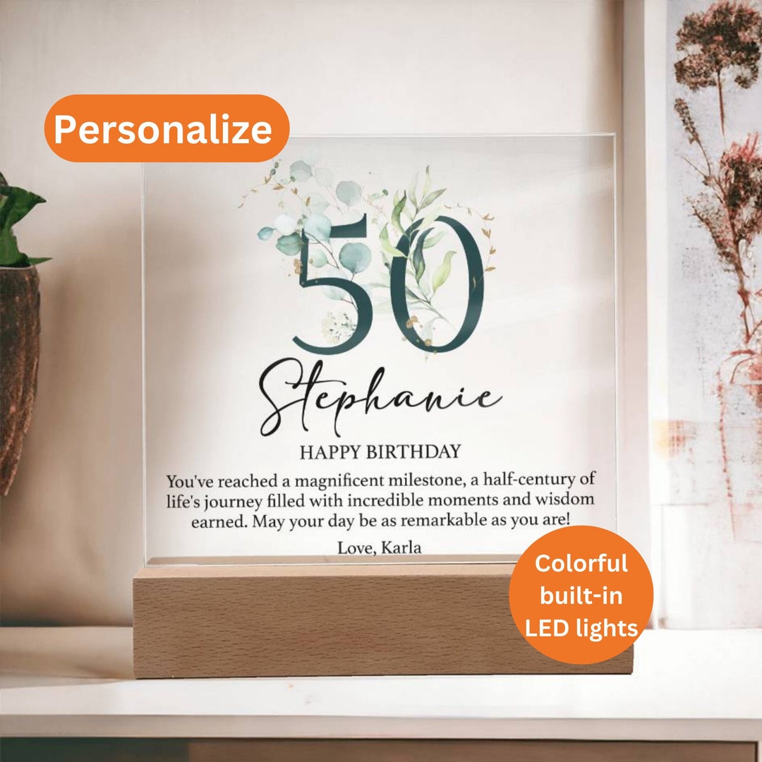 50th Birthday Gifts for Women, 50th Birthday Gift, Personalized 50th Birthday Gift Plaque, 50th ...