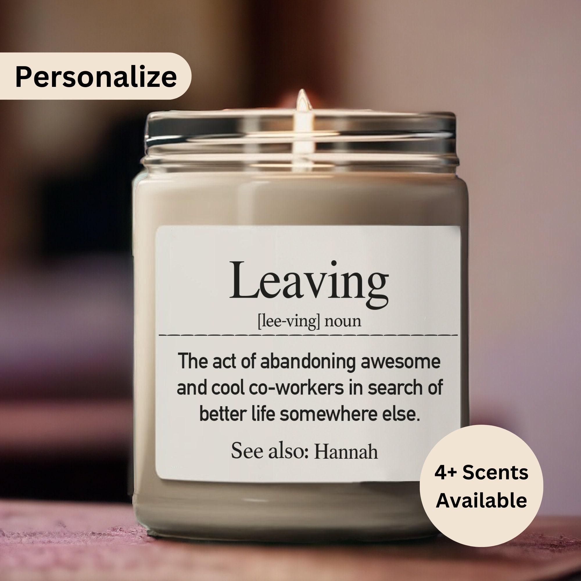 Leaving Definition Gift, Personalized Leaving Definition Candle ...
