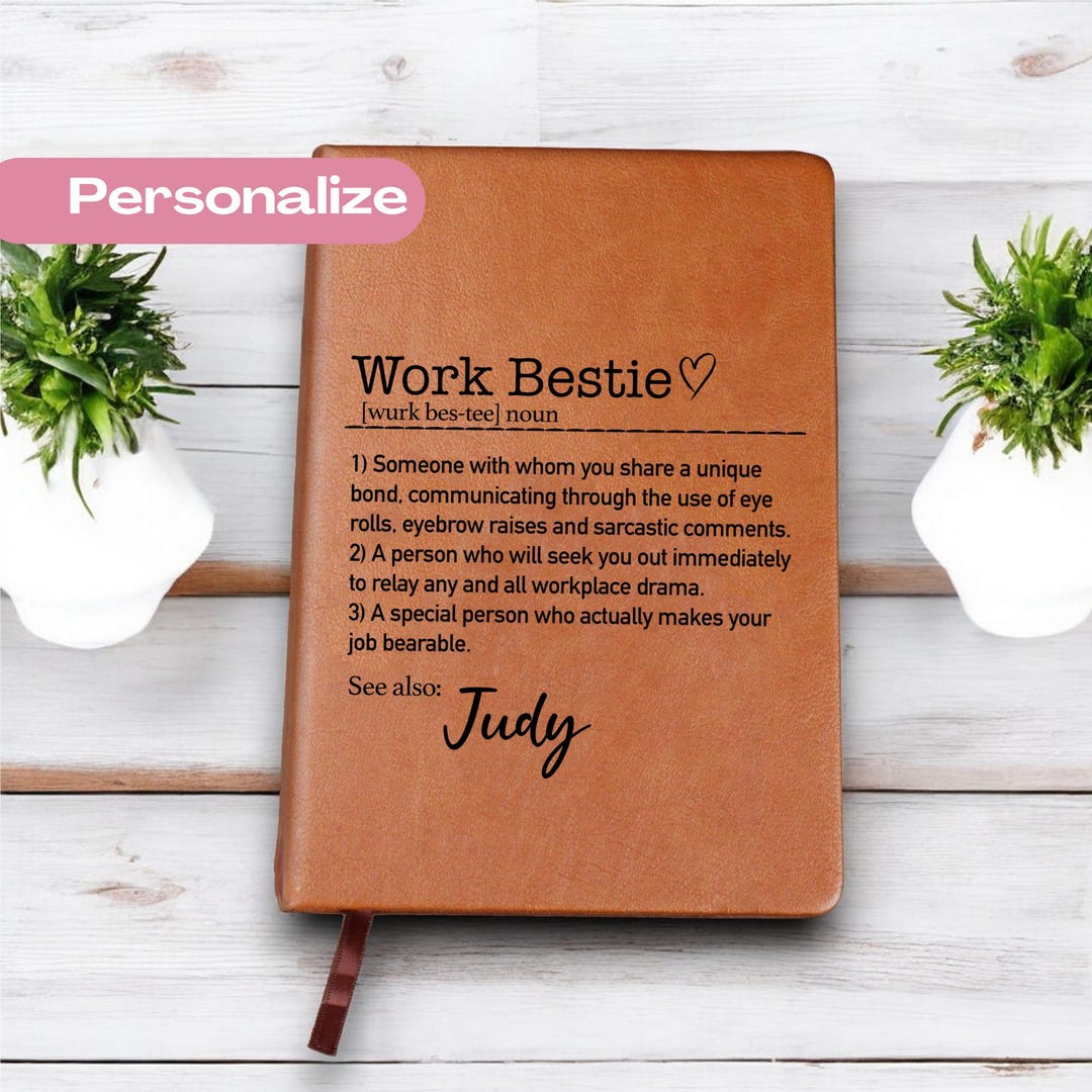 Personalized Work Bestie Vegan Leather Journal: Colleague Gift - Etsy