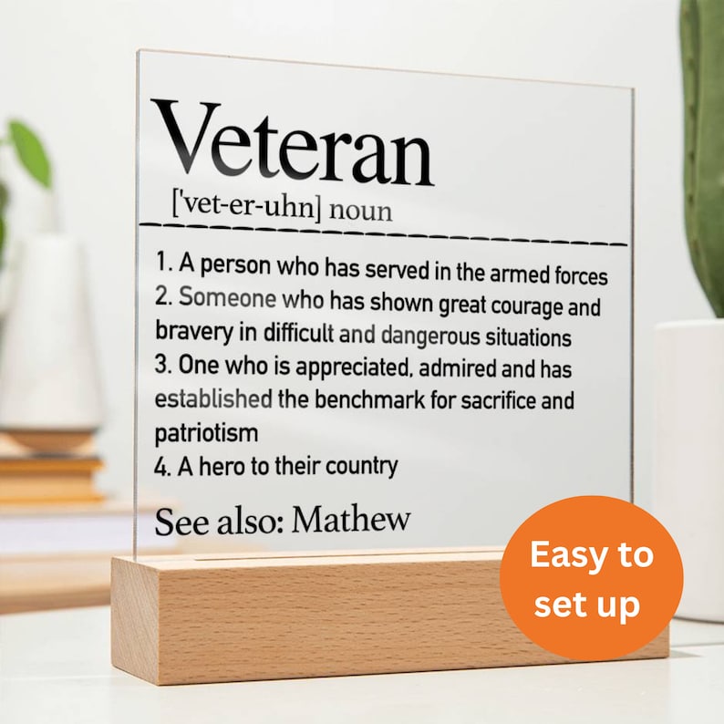 Veteran Definition Gift Veteran Gift Personalized Veteran - Etsy