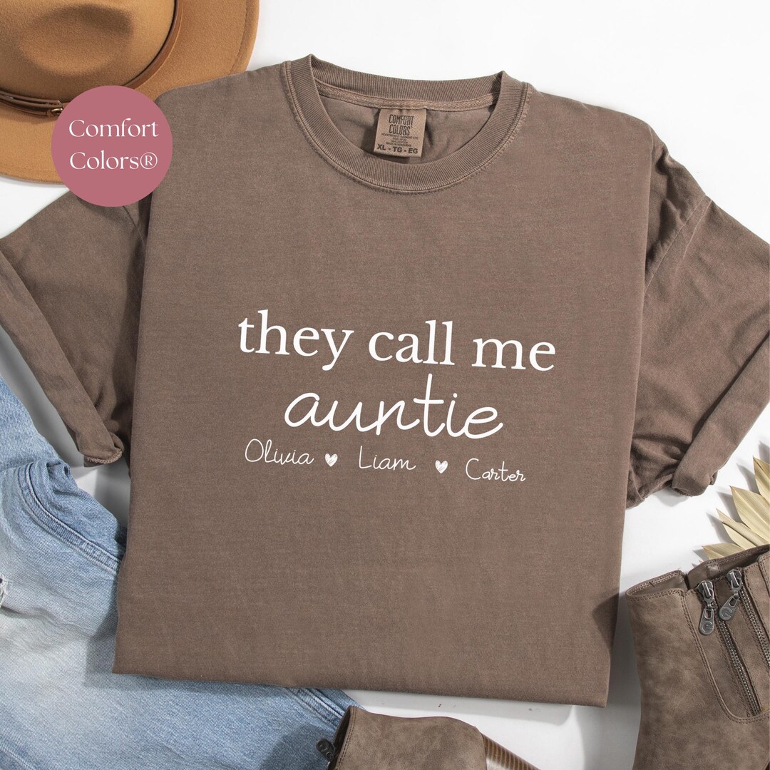 Comfort Colors Aunt Shirt, Personalized Kids' Names, Auntie Gift - Etsy