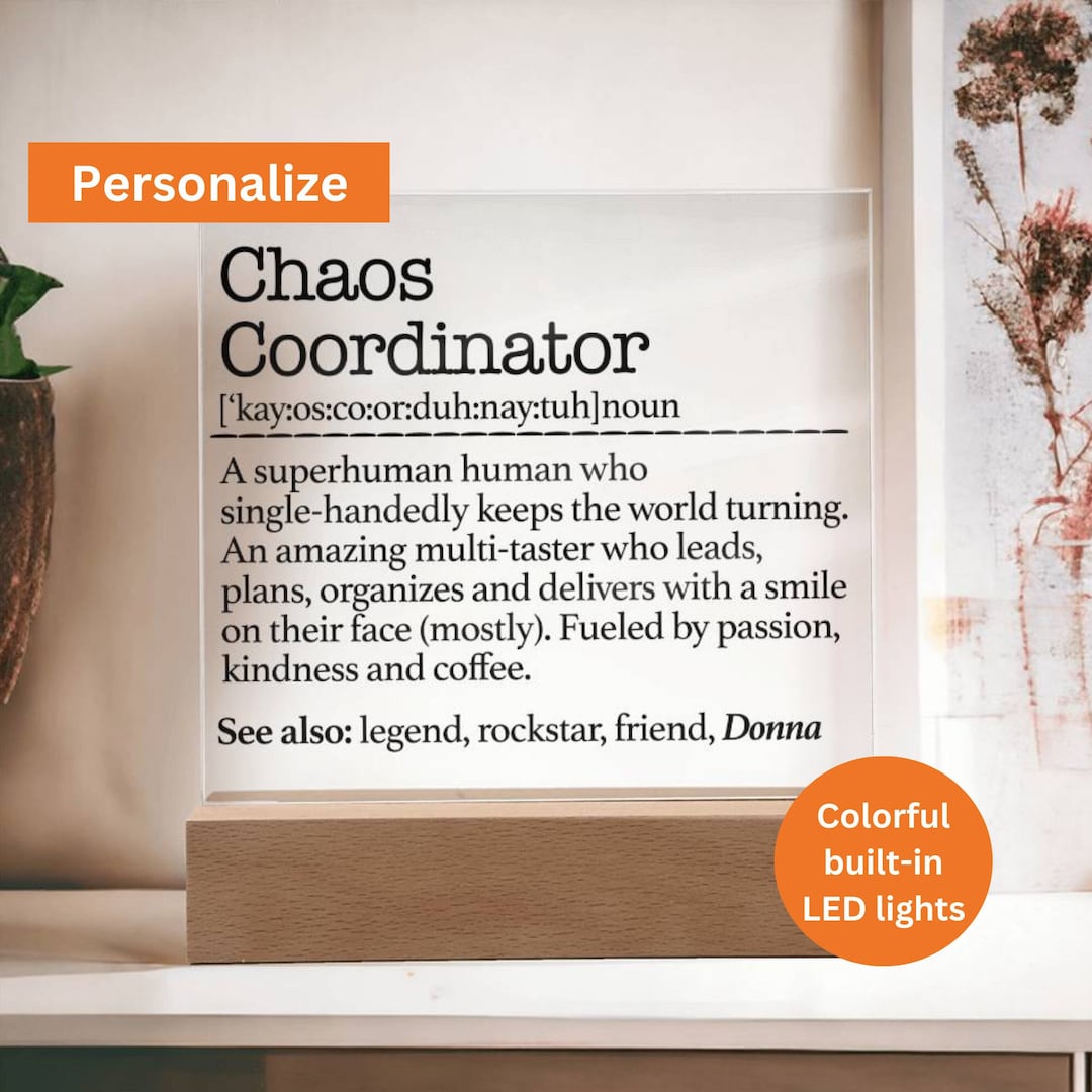 Personalized Chaos Coordinator Definition Gift, Chaos Coordinator ...