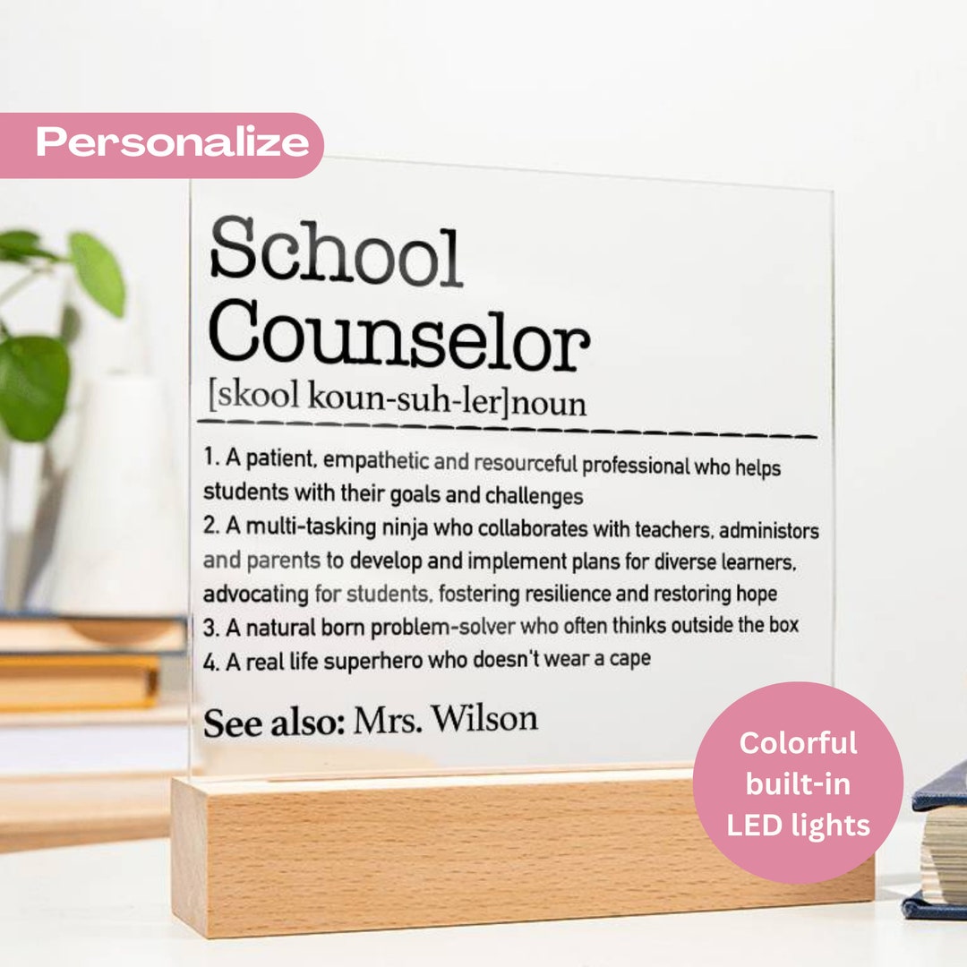 Custom School Counselor Definition Gift, School Counselor Plaque ...