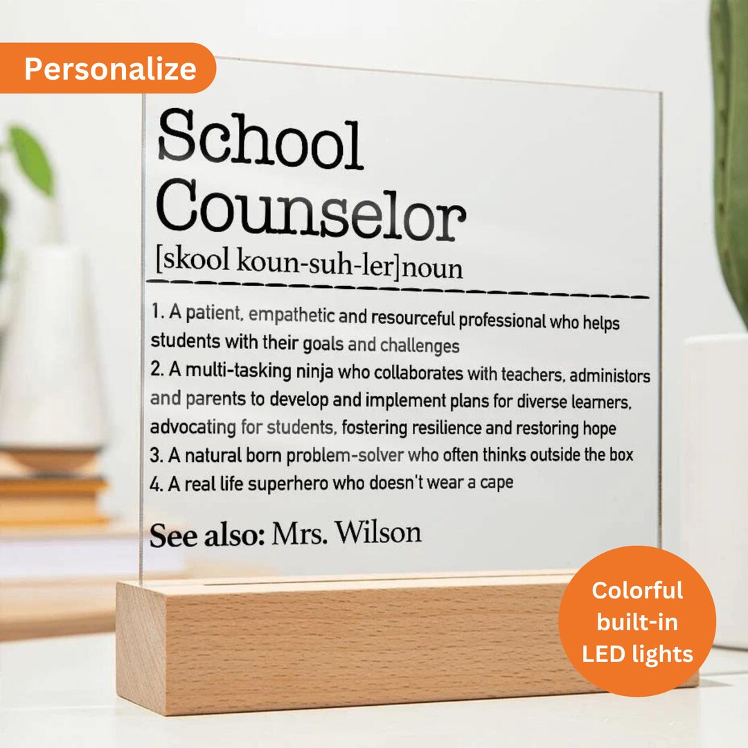 Custom School Counselor Definition Gift, School Counselor Plaque ...