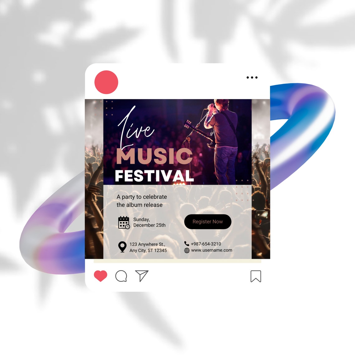 Musician Instagram Canva Template Posts, Canva Instagram Template for ...