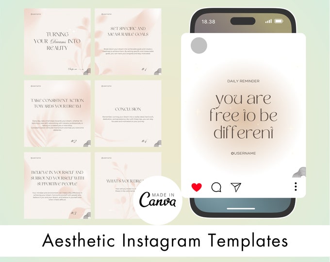 Aesthetic Instagram Template Posts for Content Creator Aesthetic ...