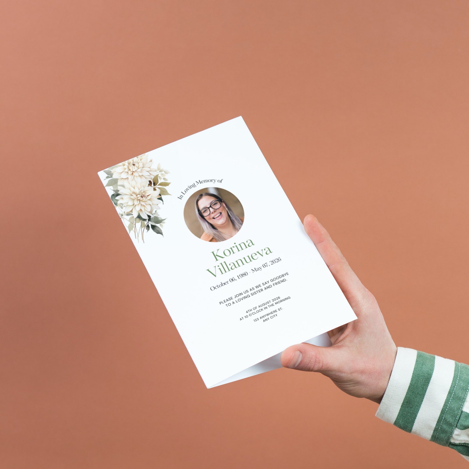 Editable Funeral Program Template, Memorial Service Template, Obituary ...