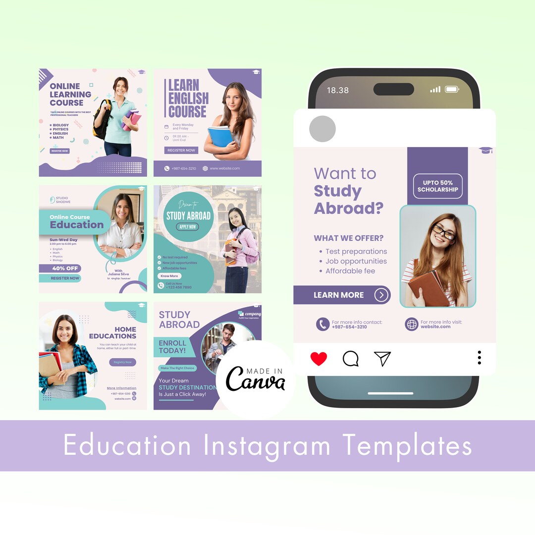 Education Instagram Canva Template Posts - Etsy