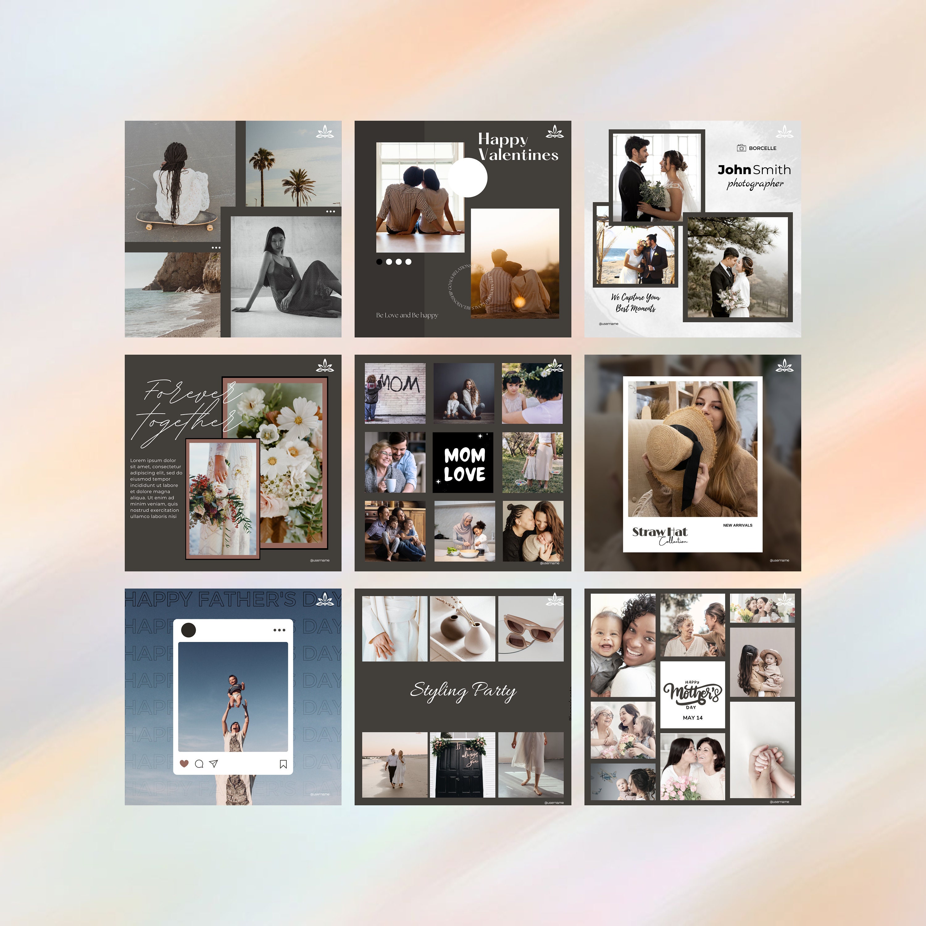 Collage Instagram Post Templates: Editable Canva Layouts (60) - Etsy