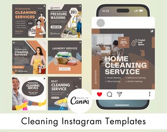Editable Cleaning Business Instagram, Canva Social Media Posts ...
