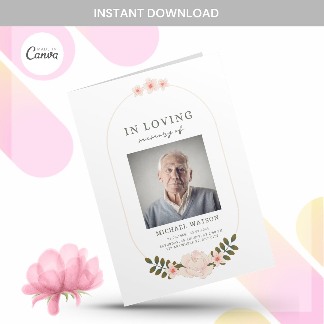 Funeral Programs Template Obituary Template for Funeral Memorial ...