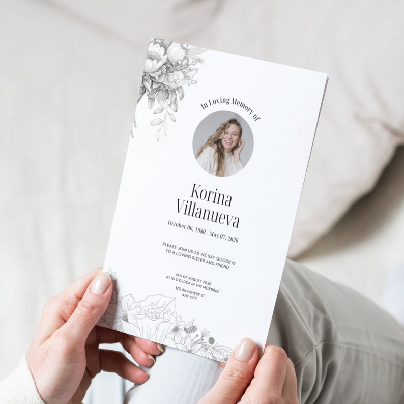 Editable Funeral Program Template, Funeral Memorial, Greenery Order of ...