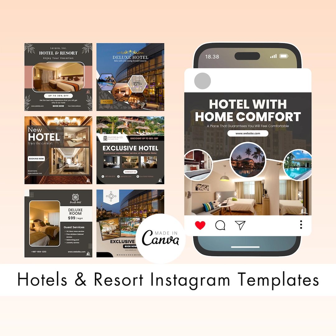 Luxury Hotel Instagram Posts | Canva Editable Instagram Post, Airbnb ...
