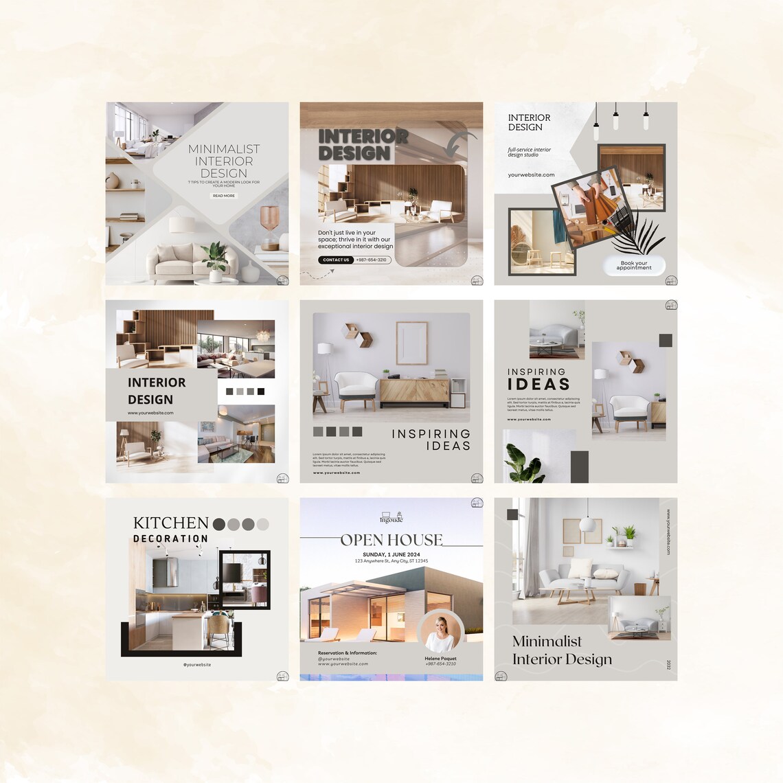 Interior Design Instagram Templates, Engagement Posts Canva Editable ...
