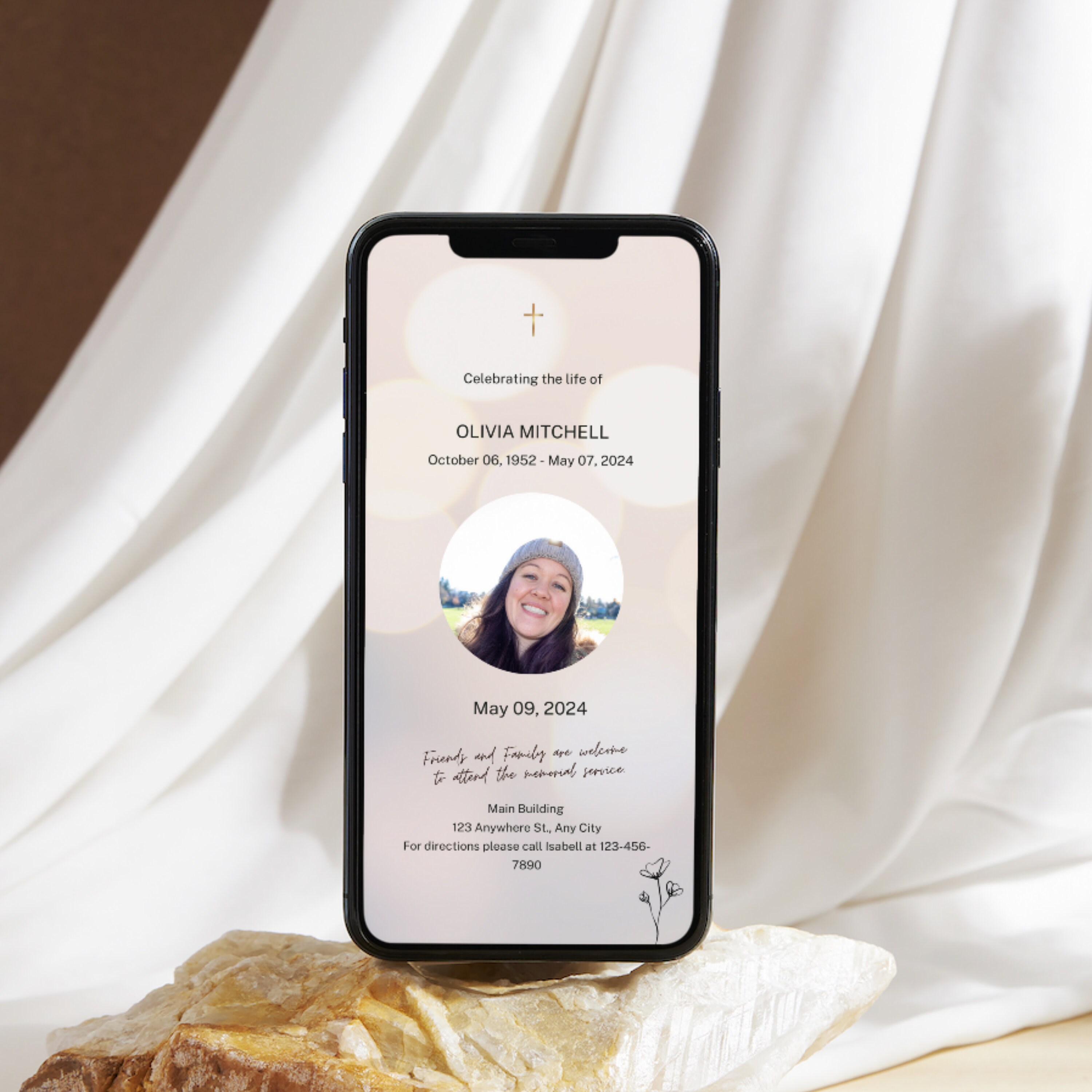Funeral Announcement Template With Photo, in Loving Memory Evite ...