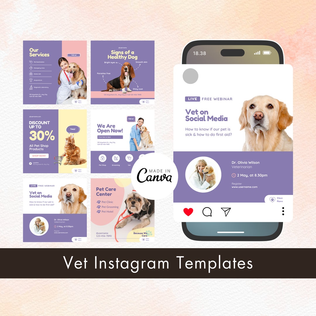 Vet Instagram Post Templates: Editable Canva Designs - Etsy