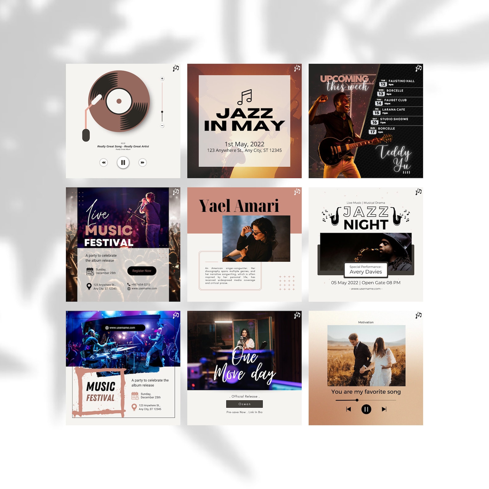Musician Instagram Canva Template Posts, Canva Instagram Template for ...