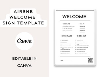 Airbnb Welcome Sign Template Welcome Guide Airbnb Airbnb - Etsy