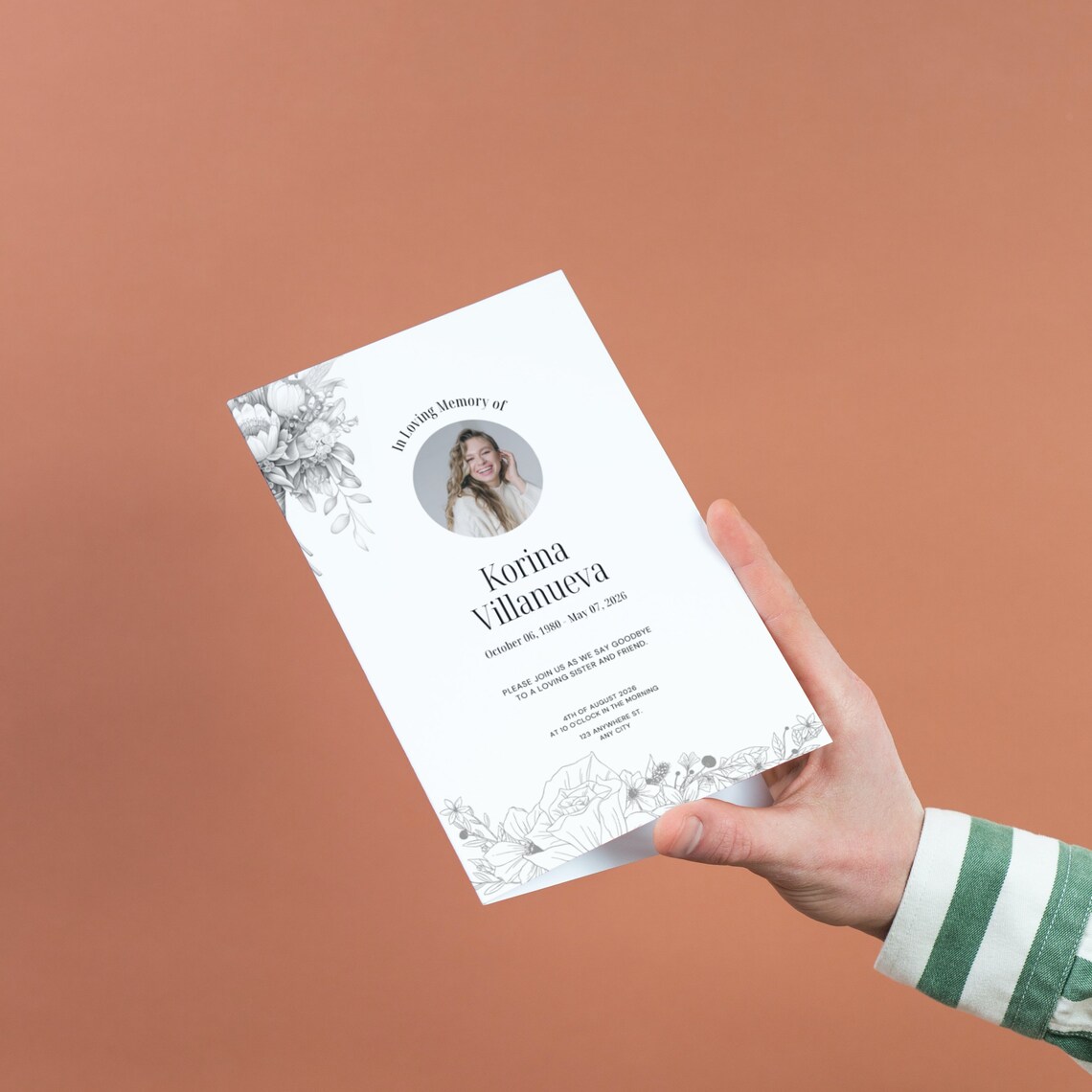 Editable Funeral Program Template, Funeral Memorial, Greenery Order of ...