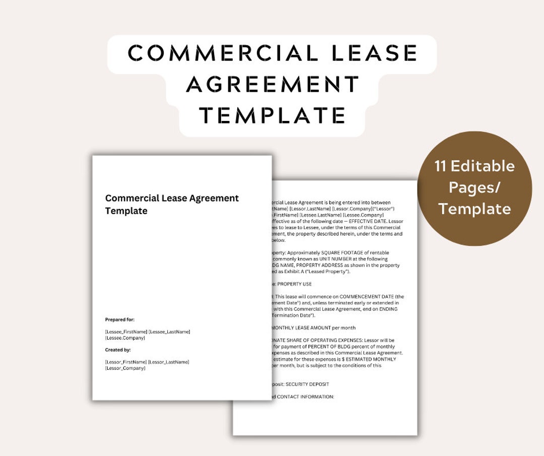 Printable Commercial Lease Agreement, Editable in Canva Commercial ...
