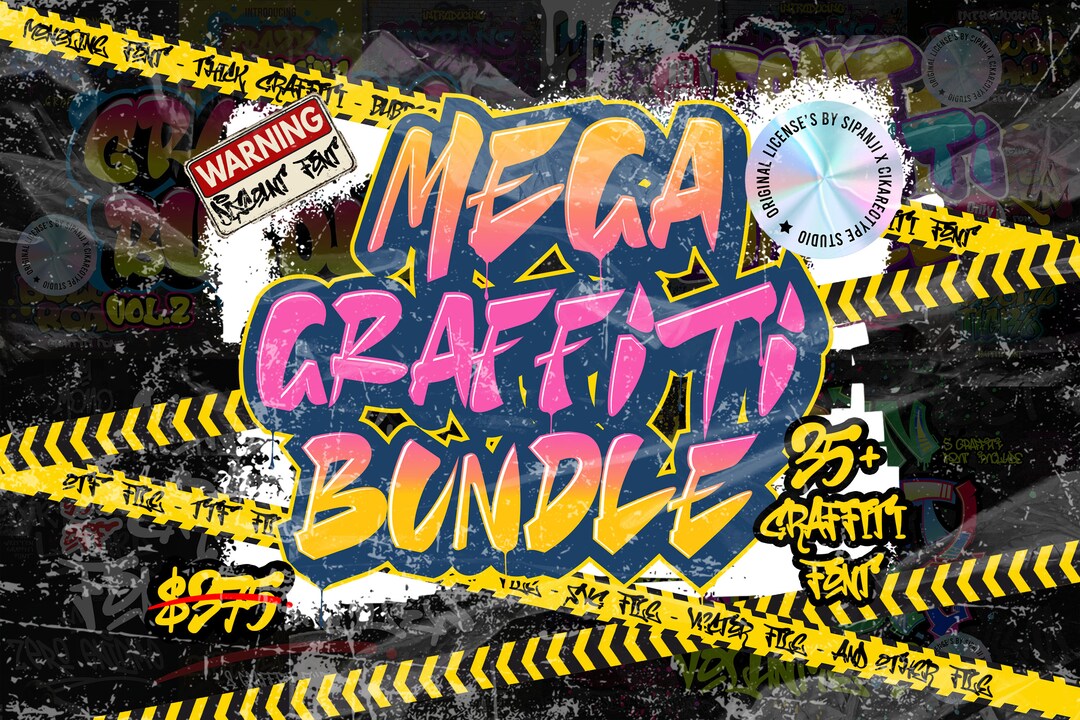 Mega Graffiti Font Bundle: 3D Urban Street Fonts (OTF, TTF, SVG) - Etsy