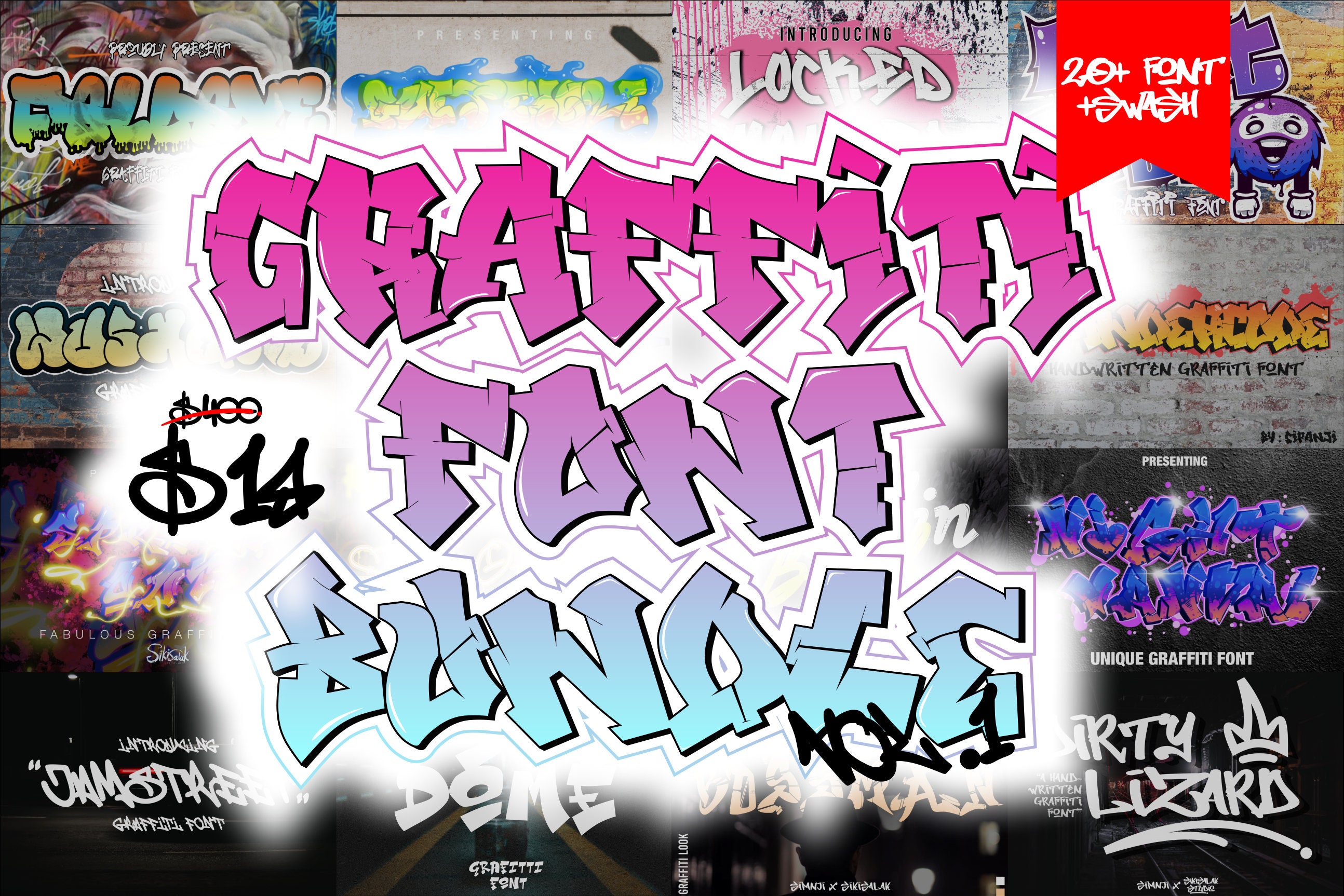 Graffiti Font Bundle Vol.1 Vintage Font Logo Font Canva - Etsy