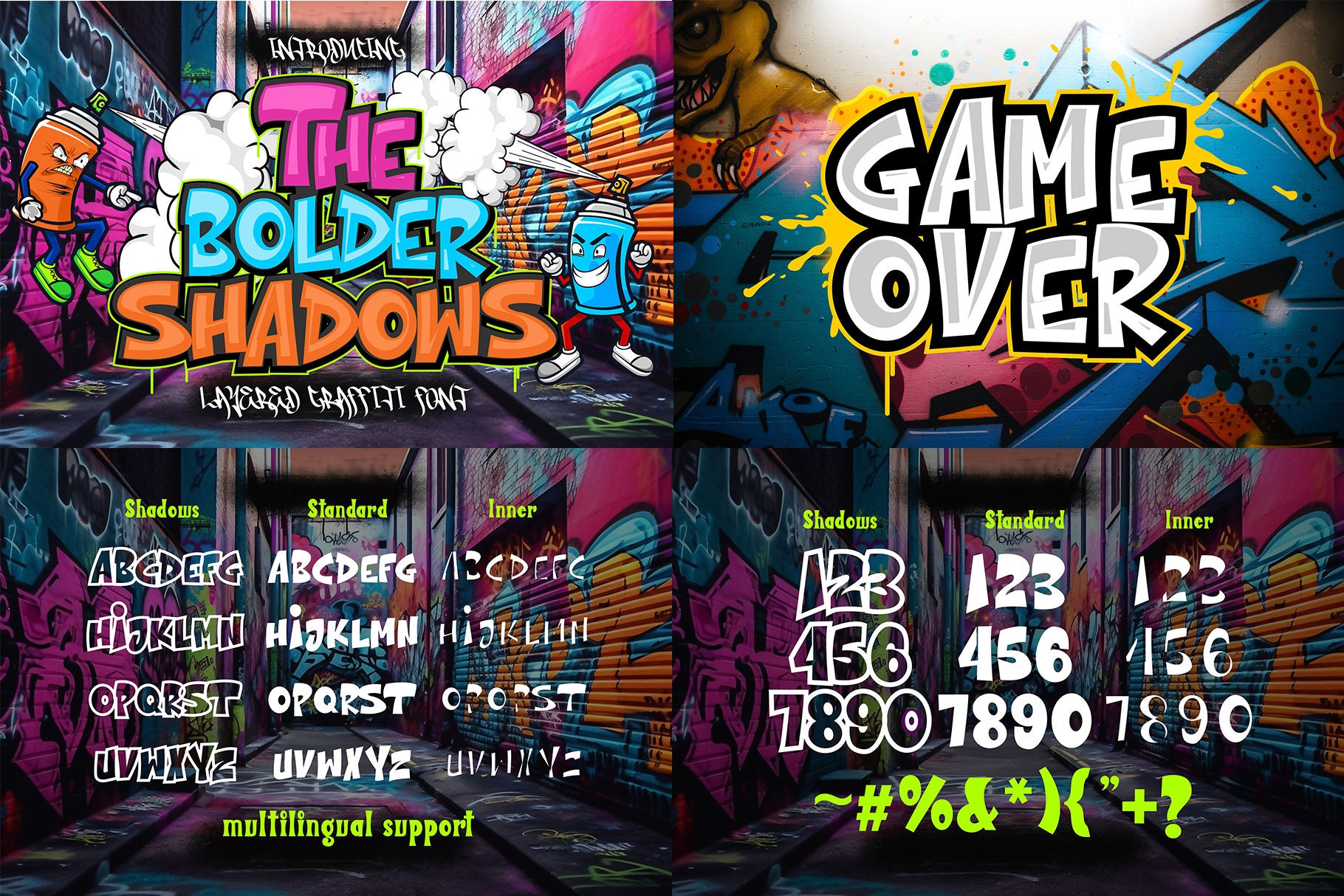 Street Graffiti Font Bundle Vol. 6 Graffiti SVG, Procreate, Canva ...