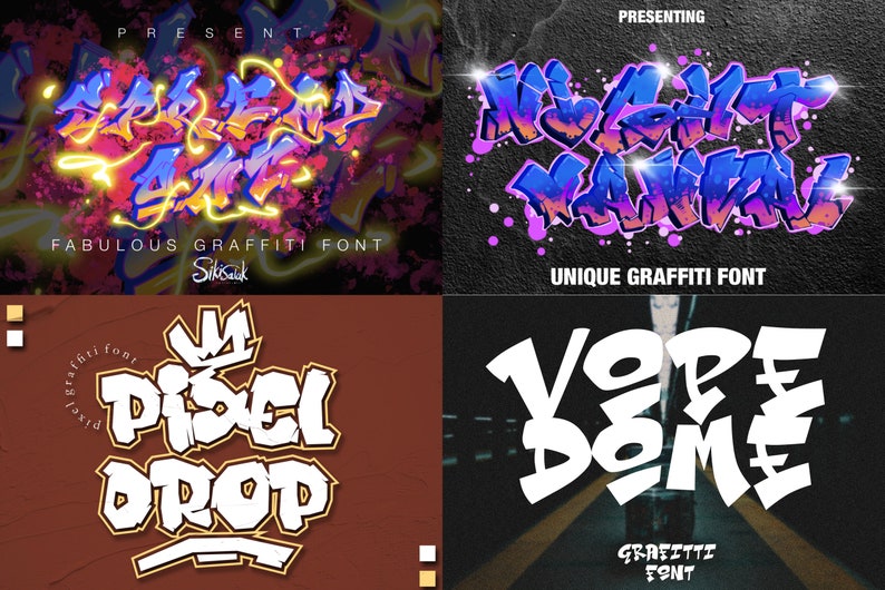 Graffiti Font Bundle Vol.1 Vintage Font, Logo Font, Canva Font ...