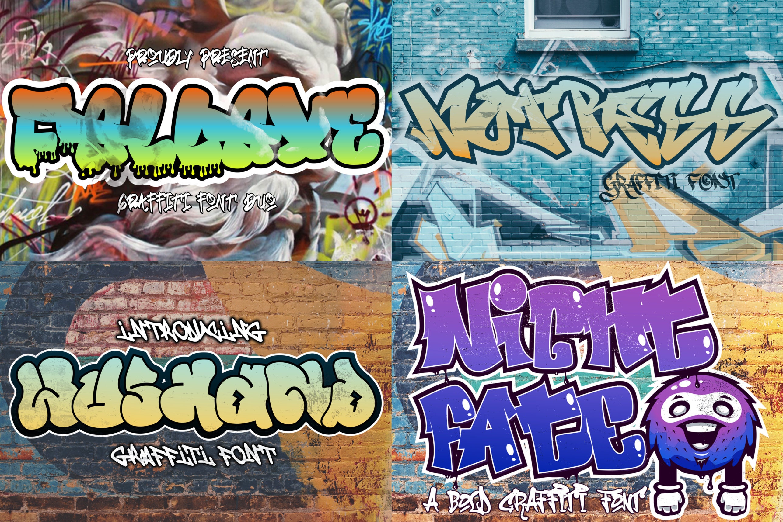 Graffiti Font Bundle Vol.1 Vintage Font, Logo Font, Canva Font ...