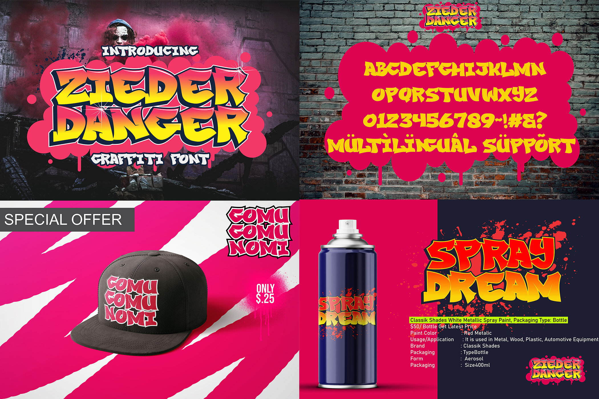 Graffiti Font Bundle Vol.5 Urban Graffiti Font, Vintage Font, Retro ...