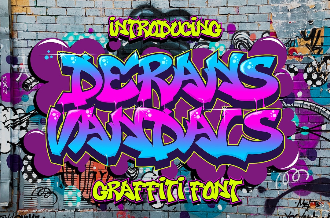 Derans Vandal Graffiti Font, Vintage Font, Logo Font, Canva Font ...