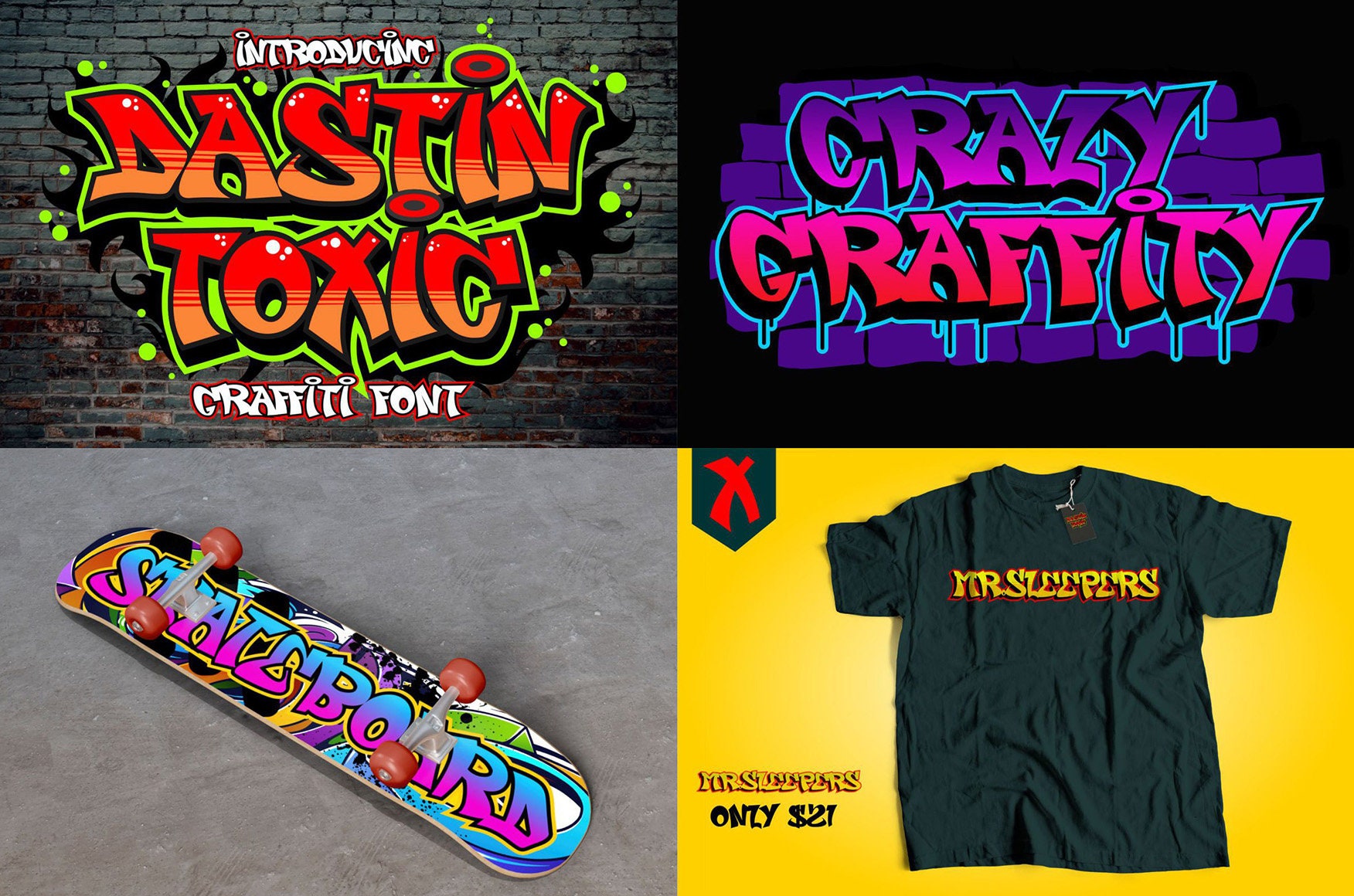 Graffiti Font Bundle Vol.2 Urban Graffiti Font Vintage - Etsy UK