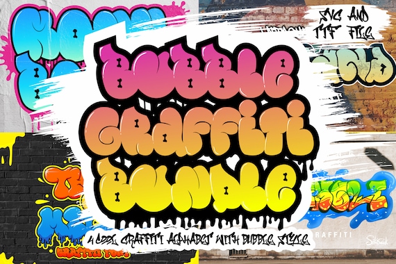 Bubble Graffiti Alphabet Graffiti Font SVG Game Font Urban - Etsy