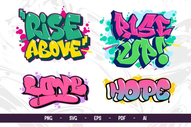 10 Graffiti Streetwear Vector Designs Bundle | Urban Svg Png Eps Ai Pdf ...
