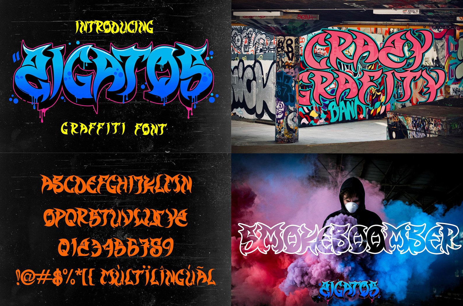 Graffiti Font Bundle Vol.2 Urban Graffiti Font, Vintage Font, Retro ...